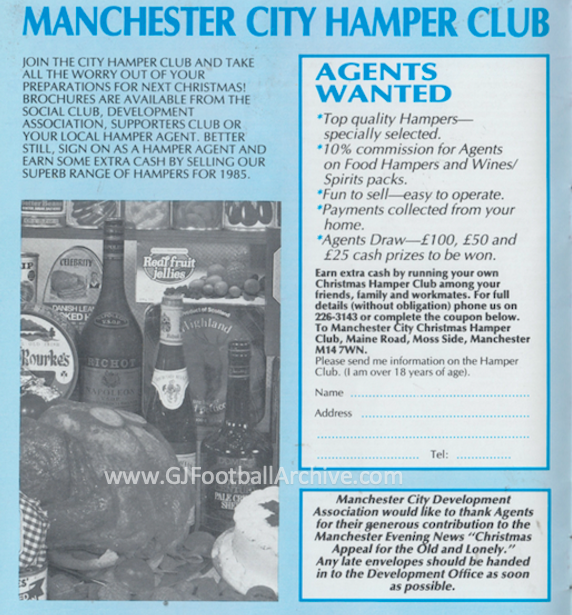 The 1980s: Join the Hamper Club – Gary James' Football Archive