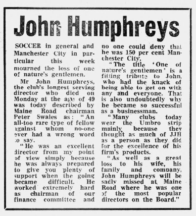 The 1970s: Umbro’s John Humphreys – Gary James' Football Archive